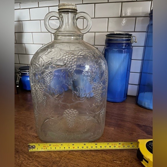 Other | Rare Vintage Double Handled Grape And Vine Embossed Clear Glass ...